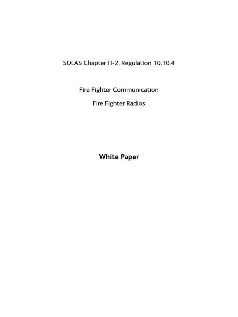 Solas Chapter II 2 Regs 10.10.4 Fire Fighter Comms Whitepaper | PDF | Ultra High Frequency ...