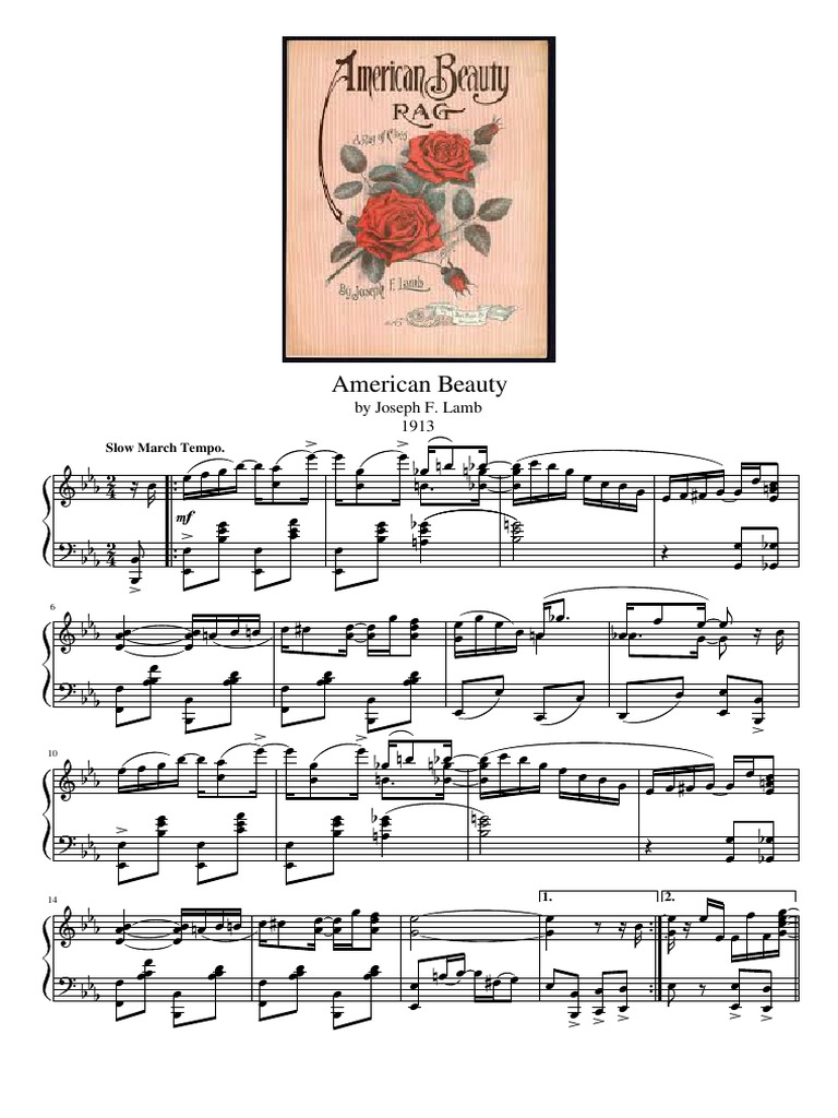 American Beauty Rag by Joseph Lamb 1913 | PDF | Ragtime | Ragtime Composers
