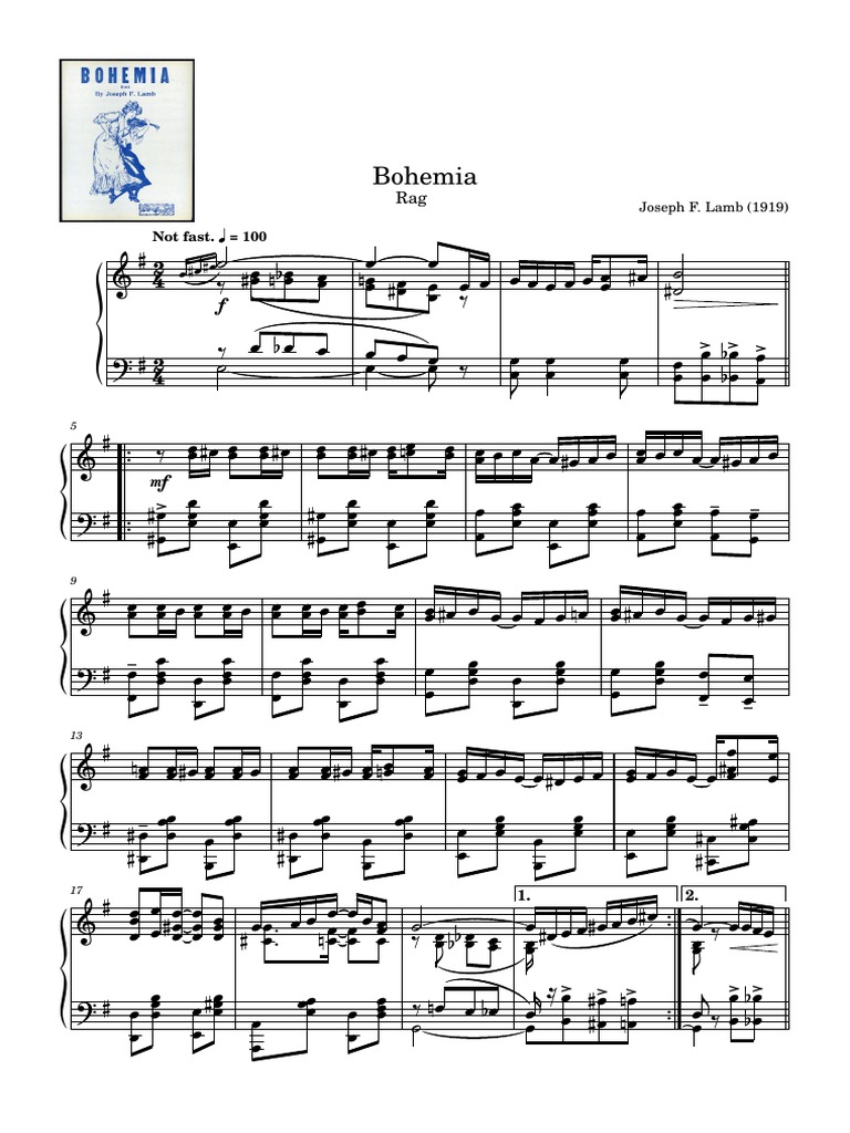 Bohemia Rag by Joseph Lamb 1919 | PDF | Ragtime | African American Music
