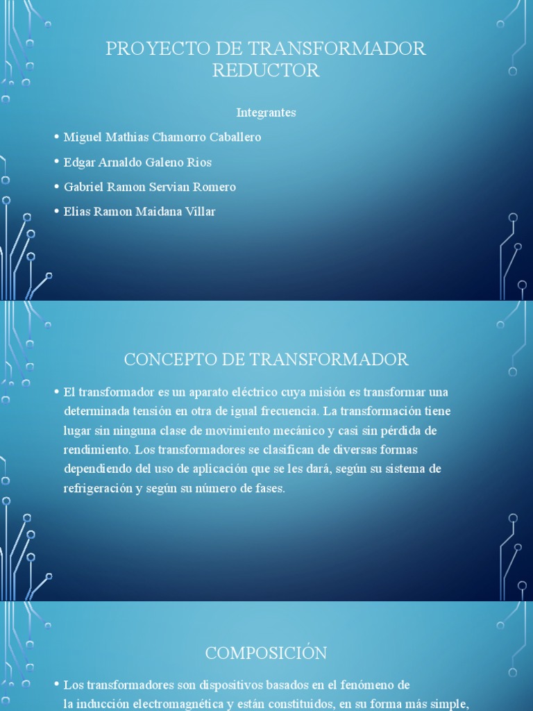 Proyecto de Transformador Reductor | PDF | Transformador | Inductor