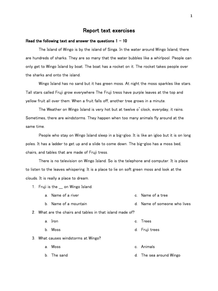 Report Text Exercises | PDF | Giraffe