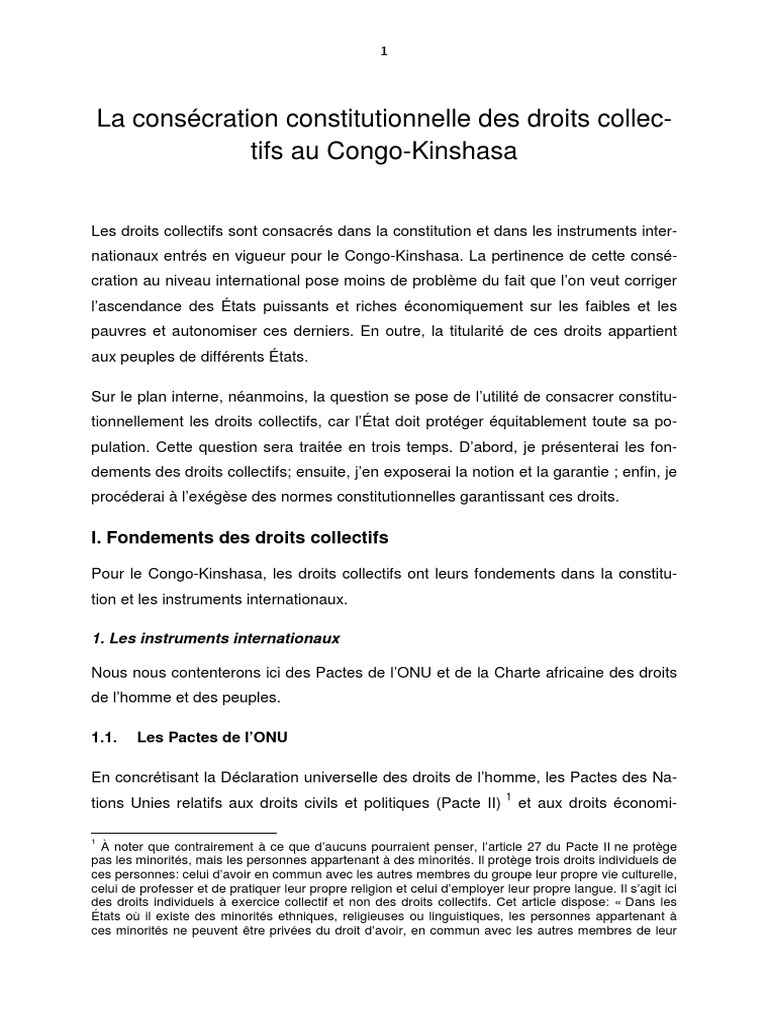 Droits collectifs au Congo-Kinshasa | PDF | Droits de l'homme | Droit ...