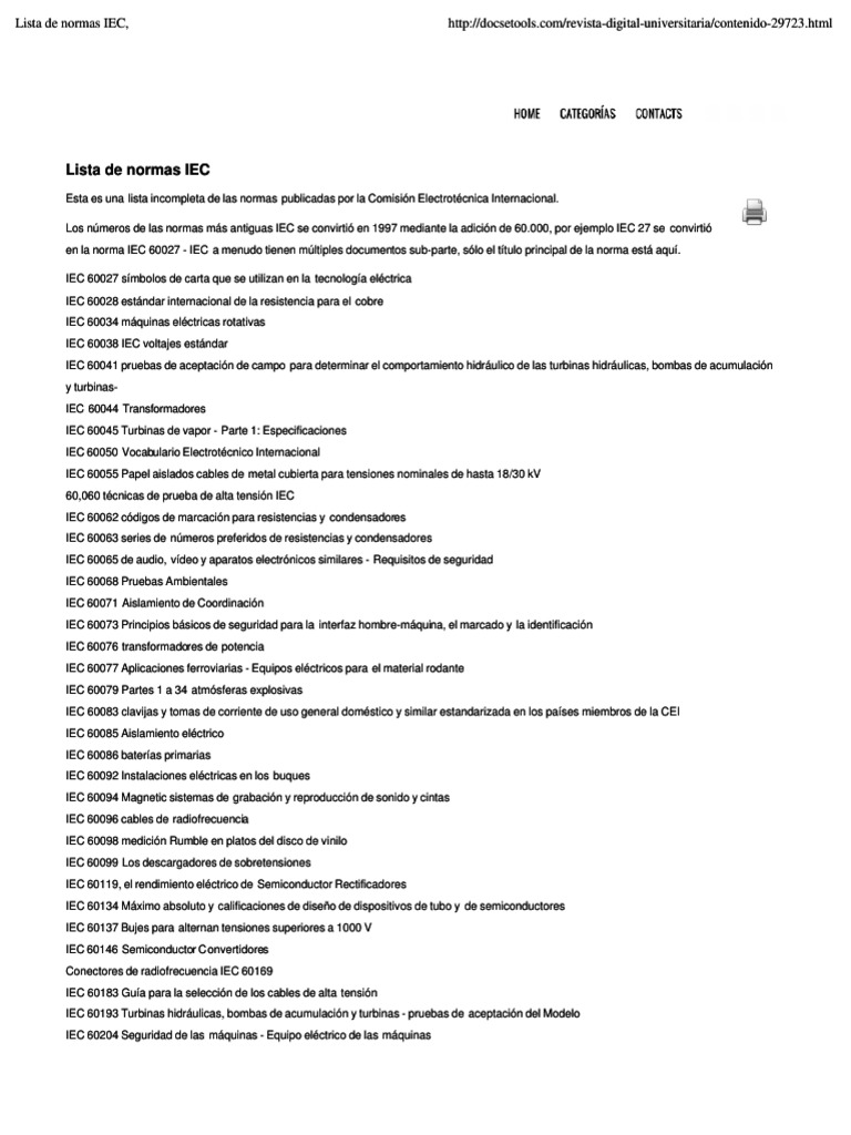 Listado de Normas IEC | PDF | Ingenieria Eléctrica | Corriente eléctrica