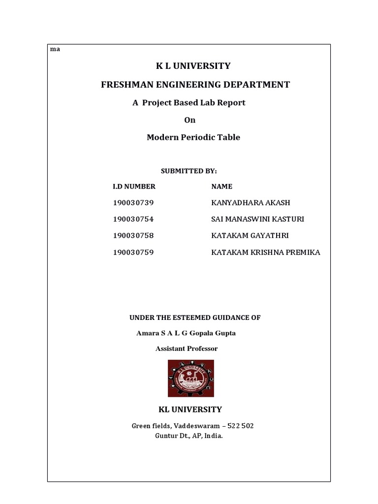 Modern Periodic Table Project Report | PDF | Programming | Computer Program