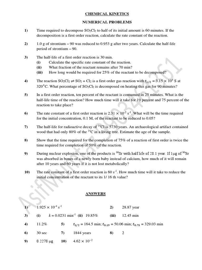 Worksheet - Chemical Kinetics-1 | PDF