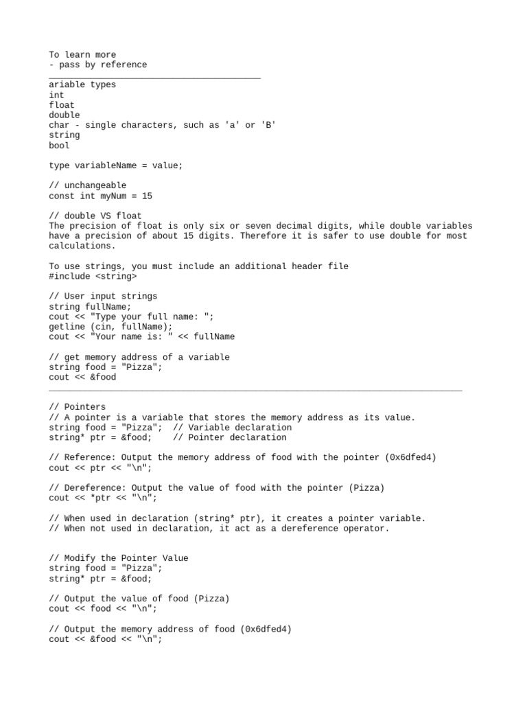 Learn C Variable Types Pointers Functions And References Pdf Pointer Computer 1853