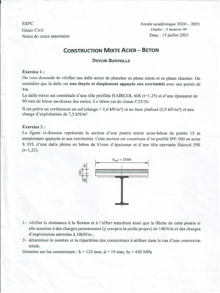 Construction Mixte Épreuves | PDF