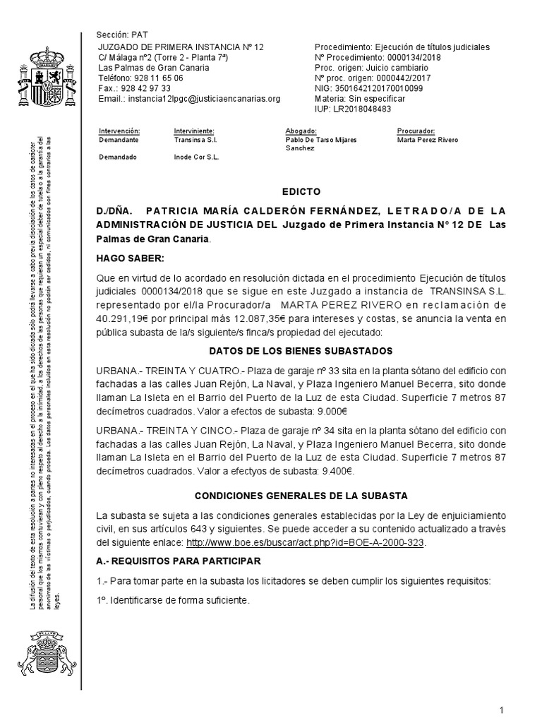 Documento 1 | PDF | Subasta | Propiedad