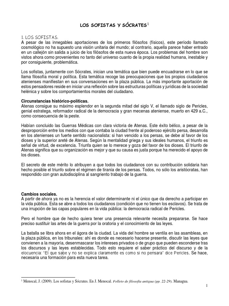 Tema 1 Los Sofistas y Sócrates | PDF | Sócrates | Platón