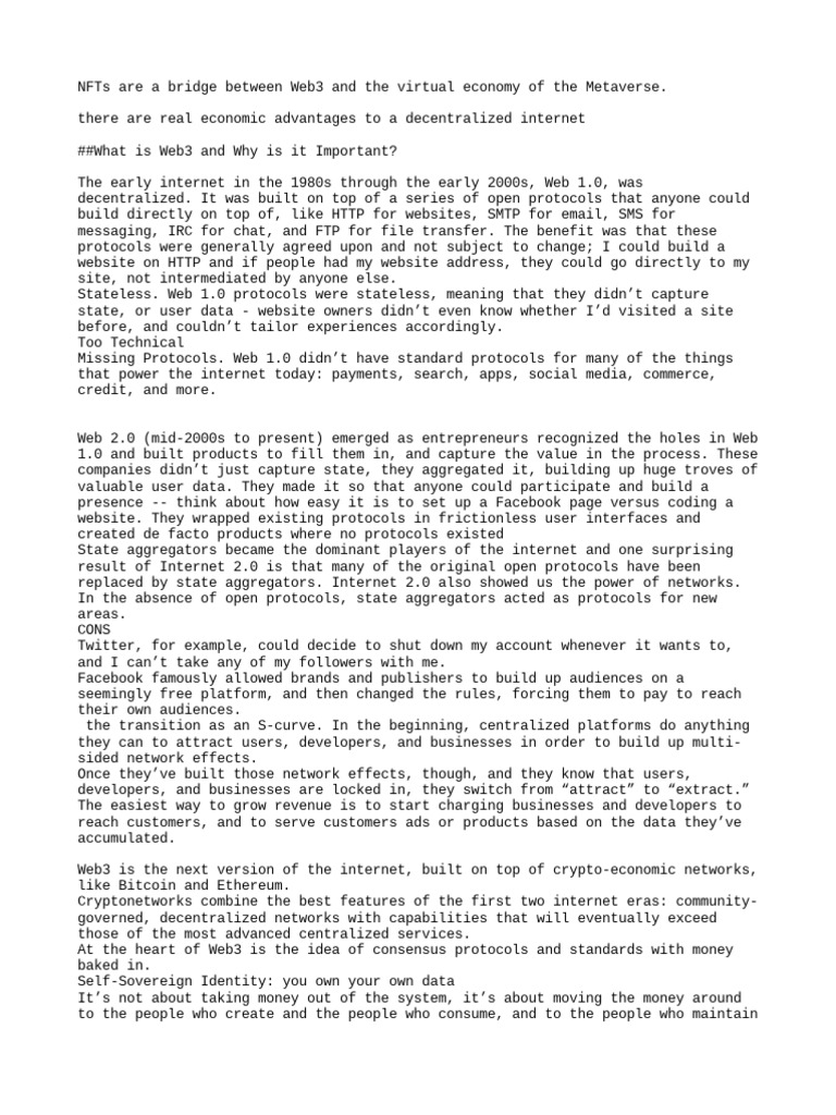 Web3, NFT, Metaverse | Download Free PDF | Internet | Cryptocurrency