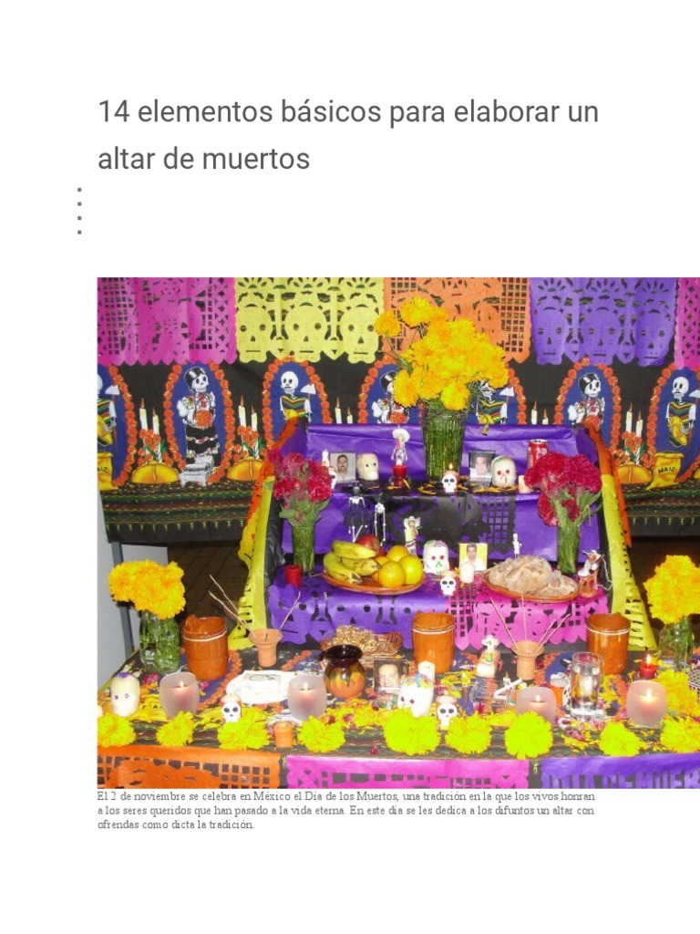14 elementos básicos para elaborar un altar de muertos | PDF