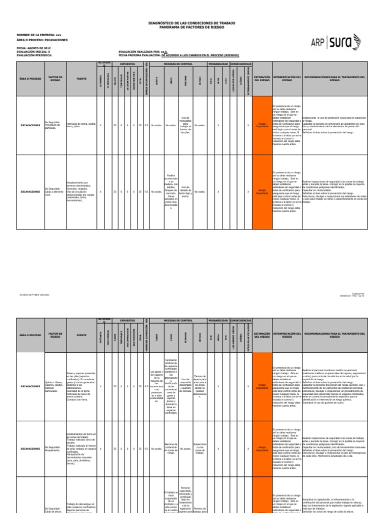 Matriz Por Procesos y Tareas | PDF