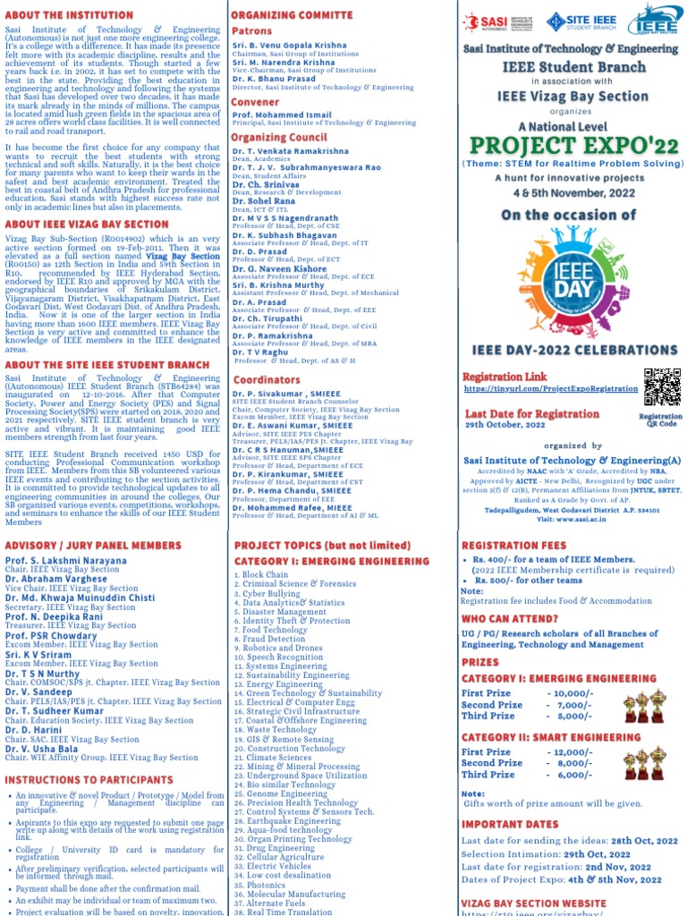 Project Expo 22 Brochure Final | PDF | Institute Of Electrical And ...