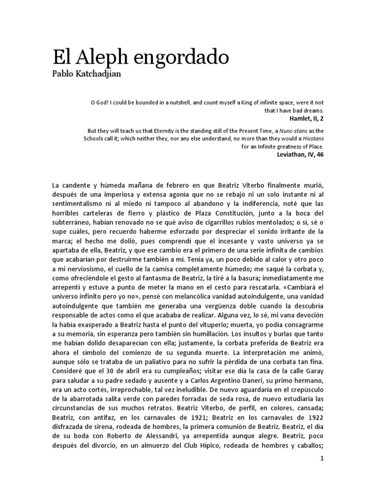 Katchadjian - El Aleph Engordado | PDF