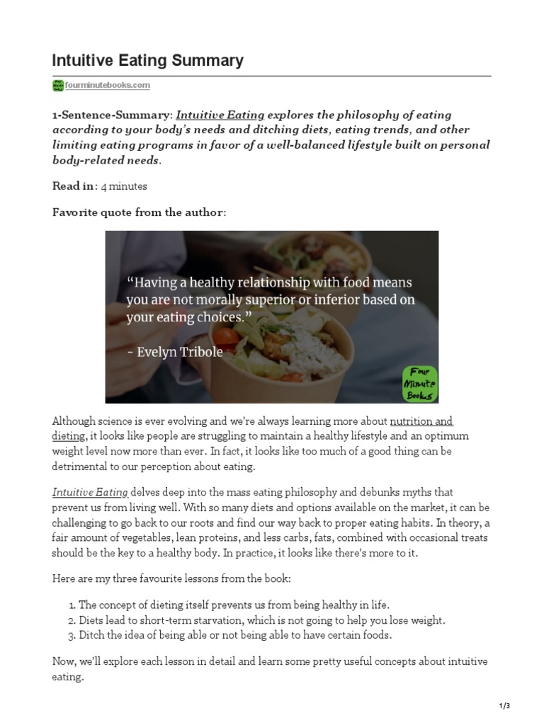 Intuitive Eating Summary | PDF | Dieting | Eating