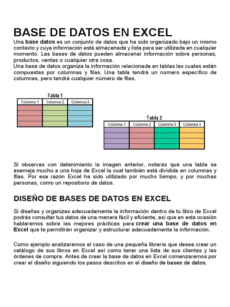 Bases de Datos en Excel | PDF | Bases de datos | Microsoft Excel