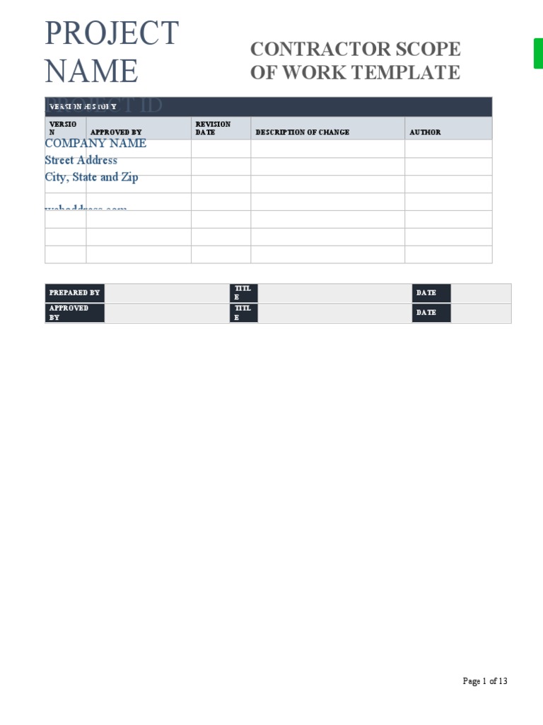 Contractor Scope of Work Template | PDF | Project Management | Business