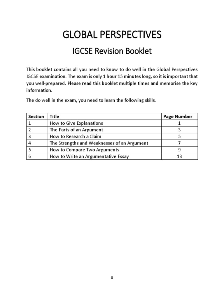 Igcse Revision Booklet Pdf Argument Reason