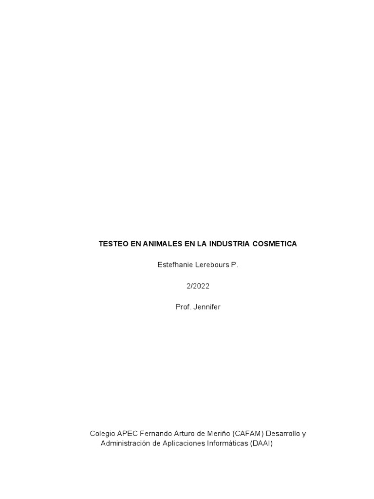 Testeo en Animales en Cosmética | PDF | Sustentabilidad | Bienestar de ...