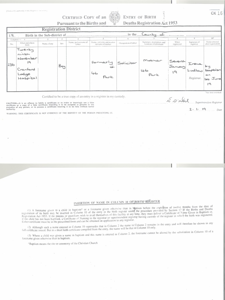 Birth Certificate Front and Back | PDF