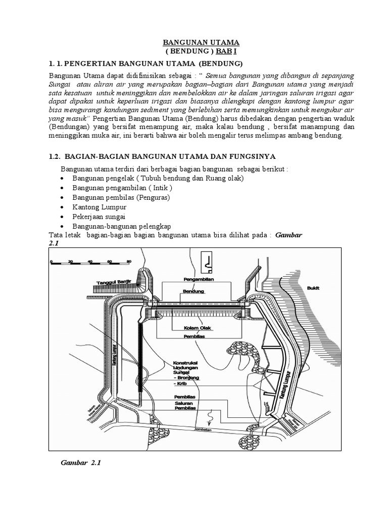 Bangunan Utama (Bendung) Bab I Pengertian Bangunan Utama (Bendung) | PDF