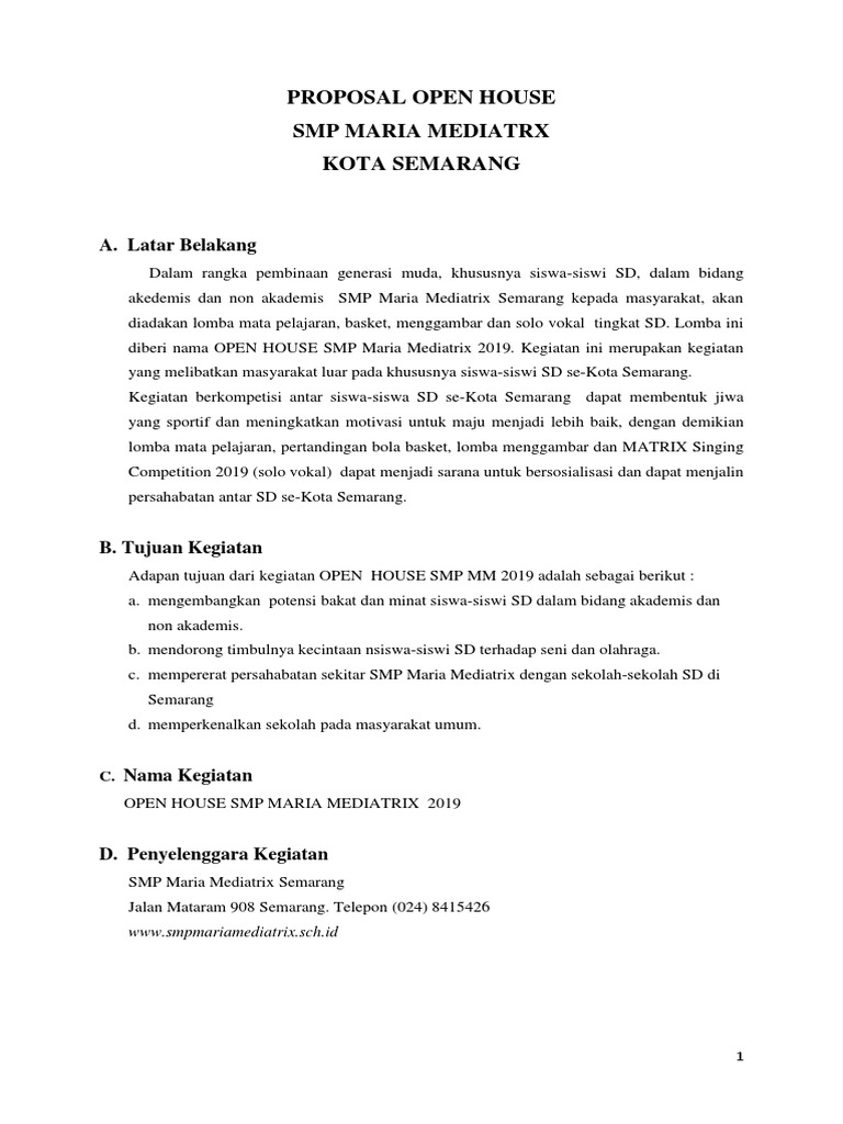 Proposal Open House SMP MM 2019 | PDF