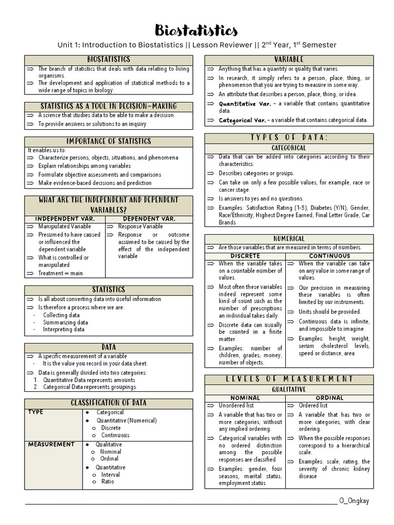 Biostatistics - Prelim Transes | PDF | Level Of Measurement ...