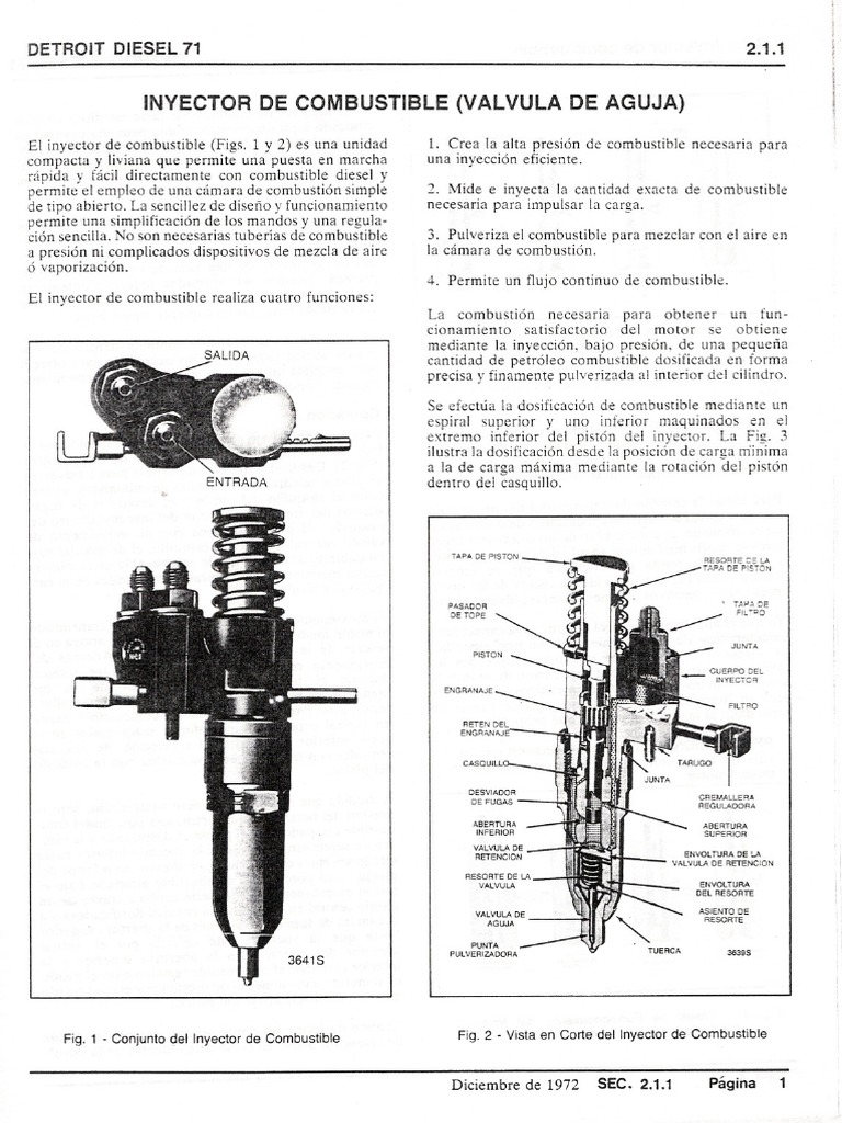 Partes del inyector diésel Detroit 71 | PDF | Inyección de combustible ...
