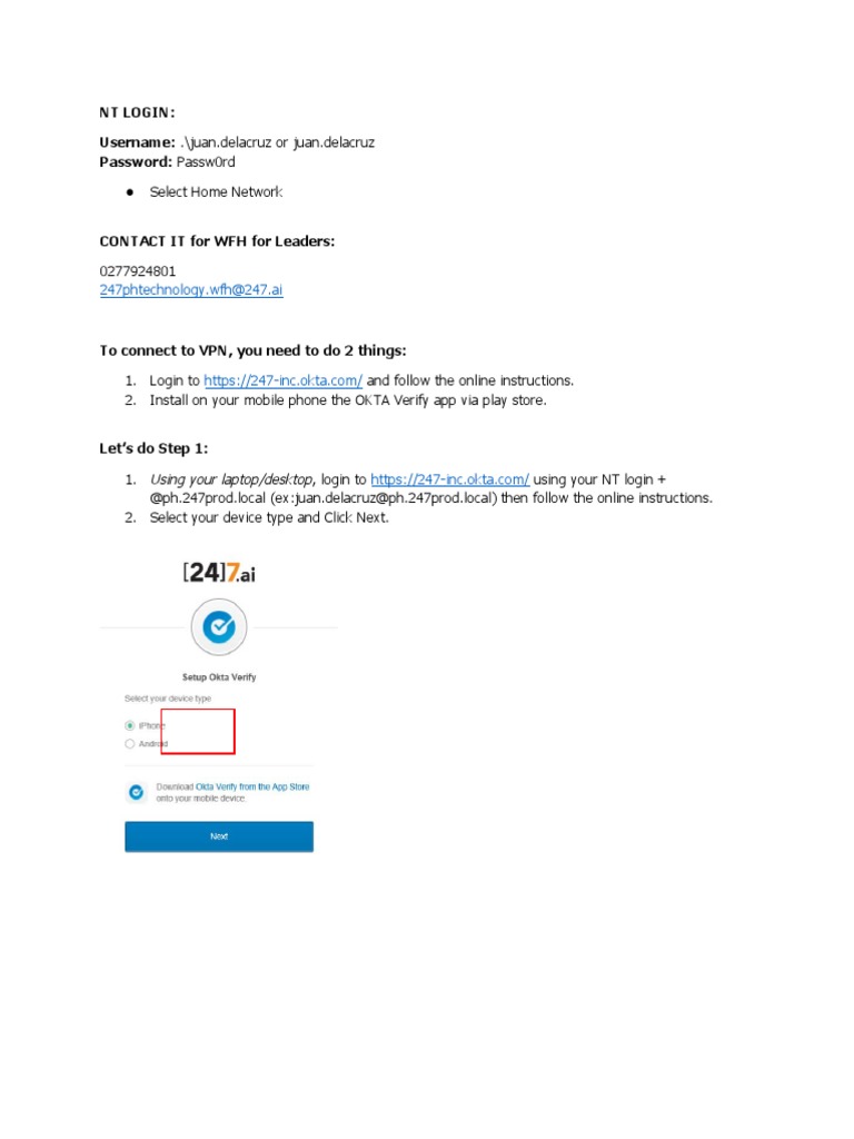 NT Login: Username: ./juan - Delacruz or Juan - Delacruz Password ...