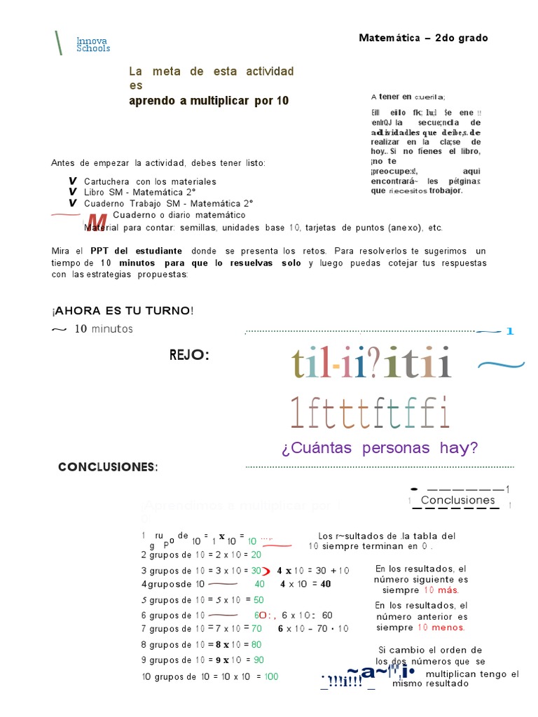 s4 - Guía Del Estudiante - Tabla Del 10 | PDF | Multiplicación ...