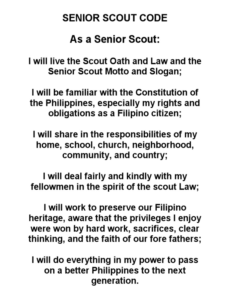 Revised SENIOR SCOUT CODE | PDF