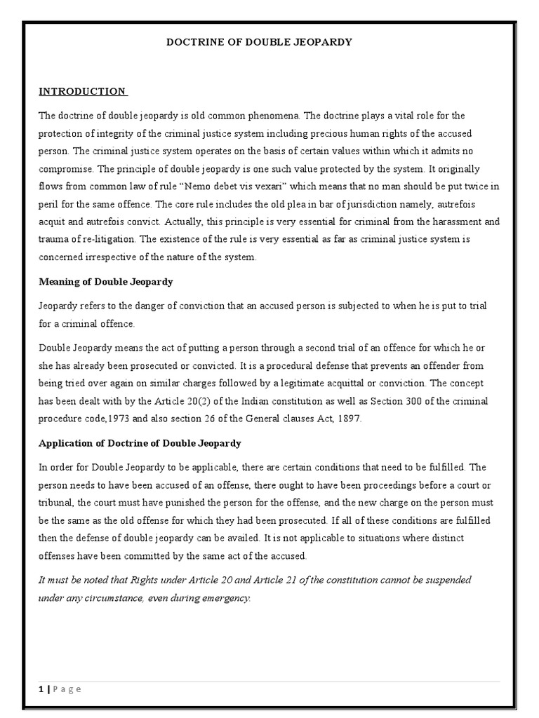 Doctrine of Double Jeopardy | PDF | Double Jeopardy | Crimes