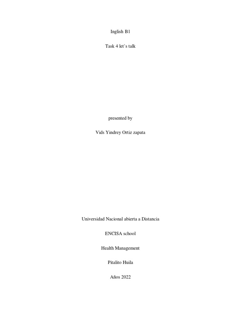Inglish B1 Task 4 Let's Talk | PDF | Career & Growth | Language Arts ...