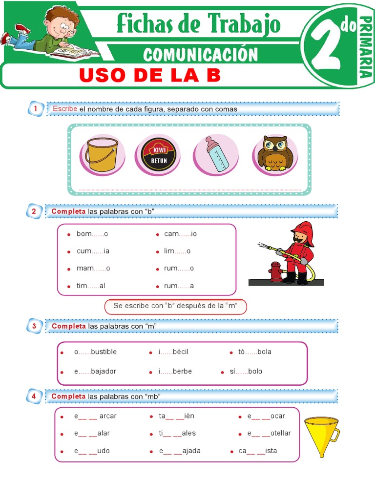 Uso de La B para Segundo Grado de Primaria 1 4 | PDF