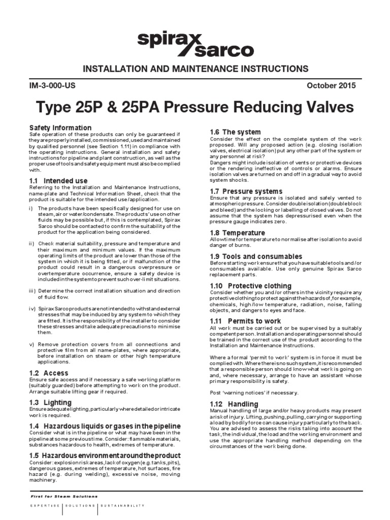 Spirax Sarco 01150200 Manual | PDF | Valve | Chemical Engineering