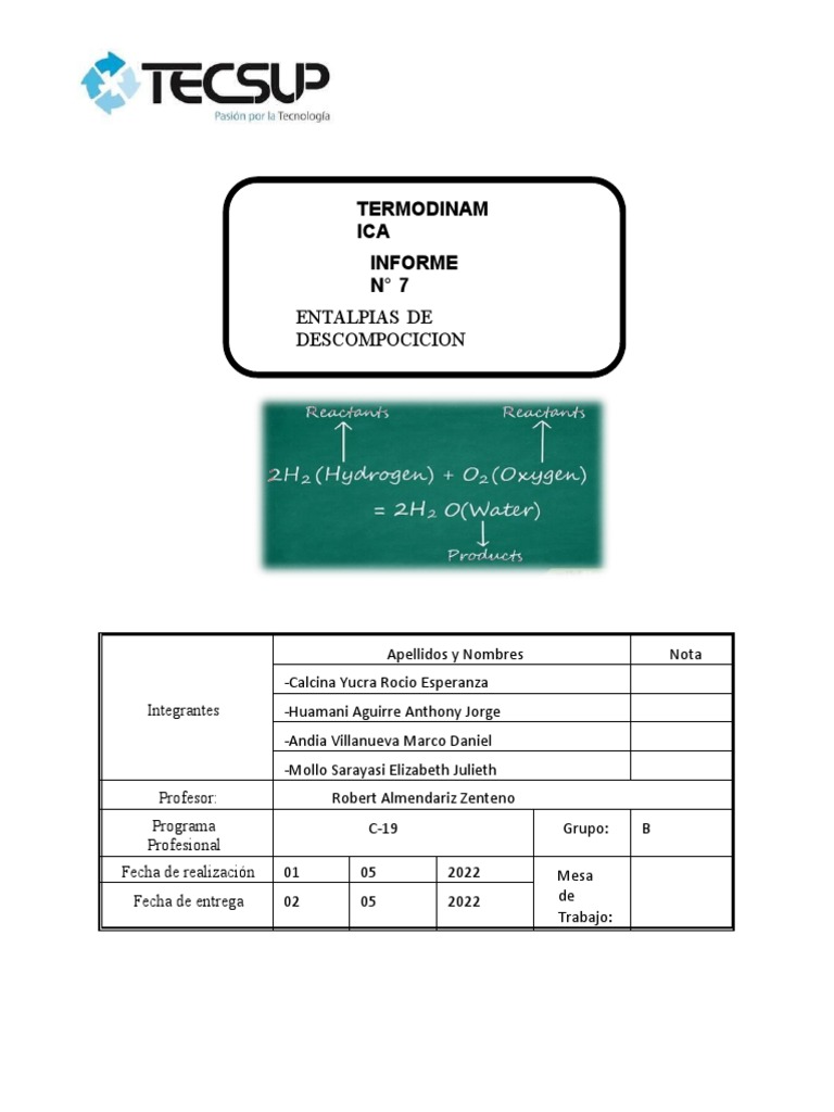 Trabajo 7 - Termoquimica | PDF