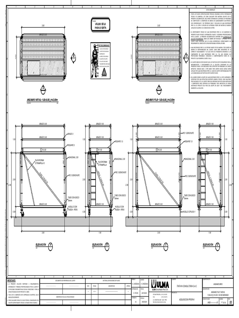 Planos y Especificaciones de Andamios ULMA | PDF