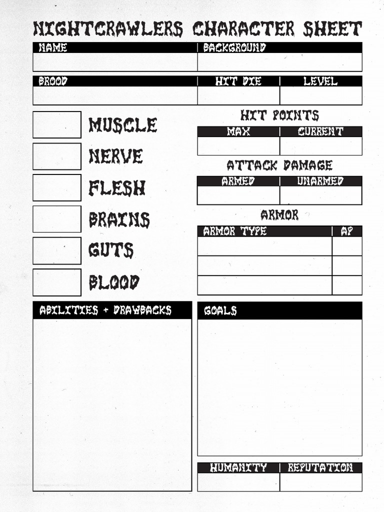 Nightcrawlers Character Sheet | PDF