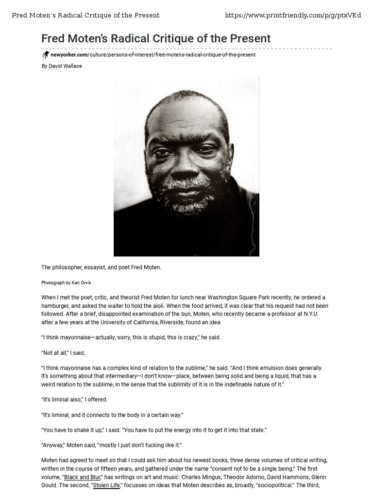 Fred Moten's Radical Critique of The Present | PDF | Immanuel Kant