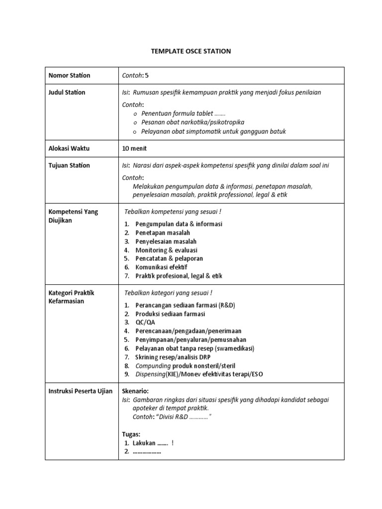 Template Soal OSCE Internal | PDF