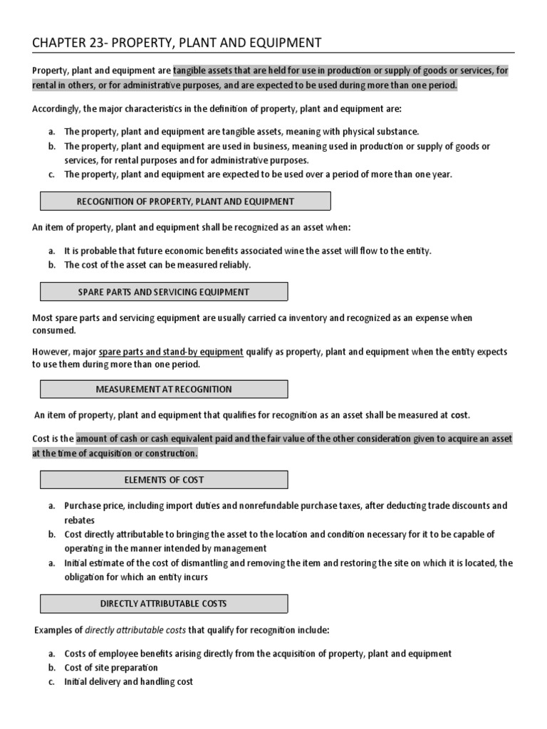 Chapter 23 - Ppe | PDF | Fair Value | Depreciation