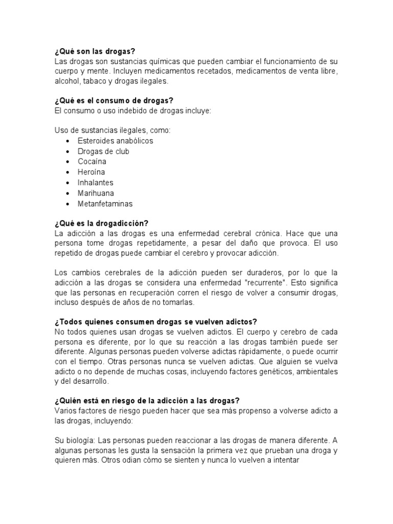 Qué Son Las Drogas | PDF | La dependencia de sustancias | Cáncer