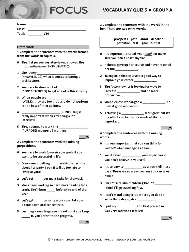 Focus4 2E Vocabulary Quiz Unit5 GroupA | PDF | Psychology | Cognition Focus4 2E Vocabulary Quiz Unit5 GroupA | PDF | Psychology | Cognition