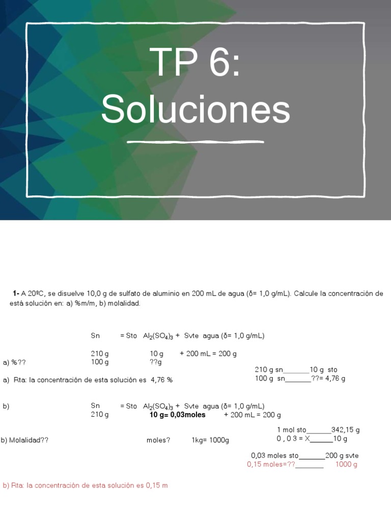 TP6 Com2 | PDF | Concentración | Solubilidad