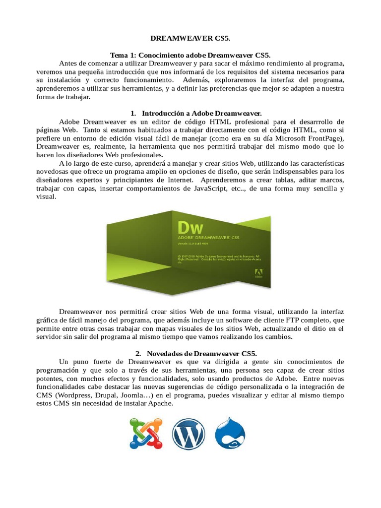 Dreamweaver CS5 | PDF | Adobe Dreamweaver | HTML