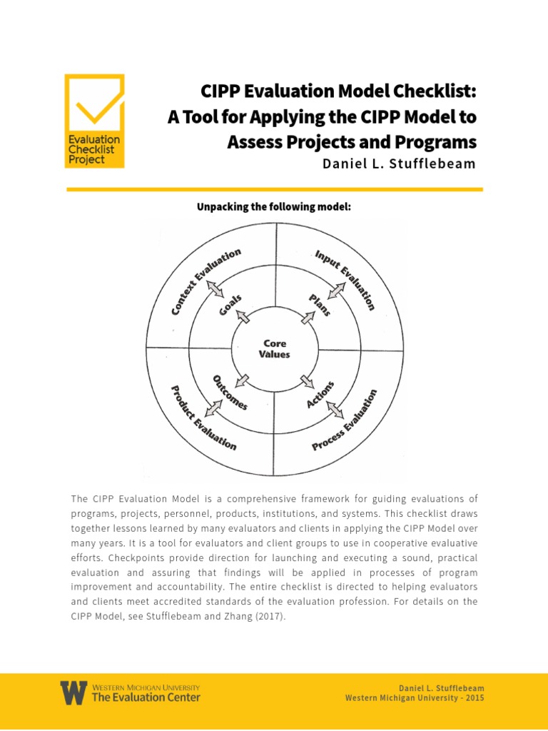 CIPP Evaluation Model Checklist Guide | PDF | Evaluation | Analysis