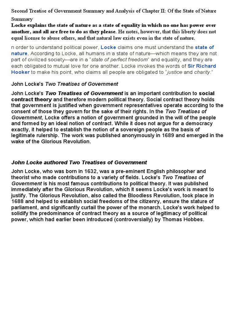Second Treatise of Government | PDF | Politics