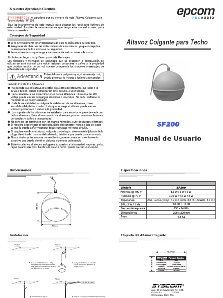 SF-200 Manual - Español | PDF | Altoparlante | Bienes manufacturados