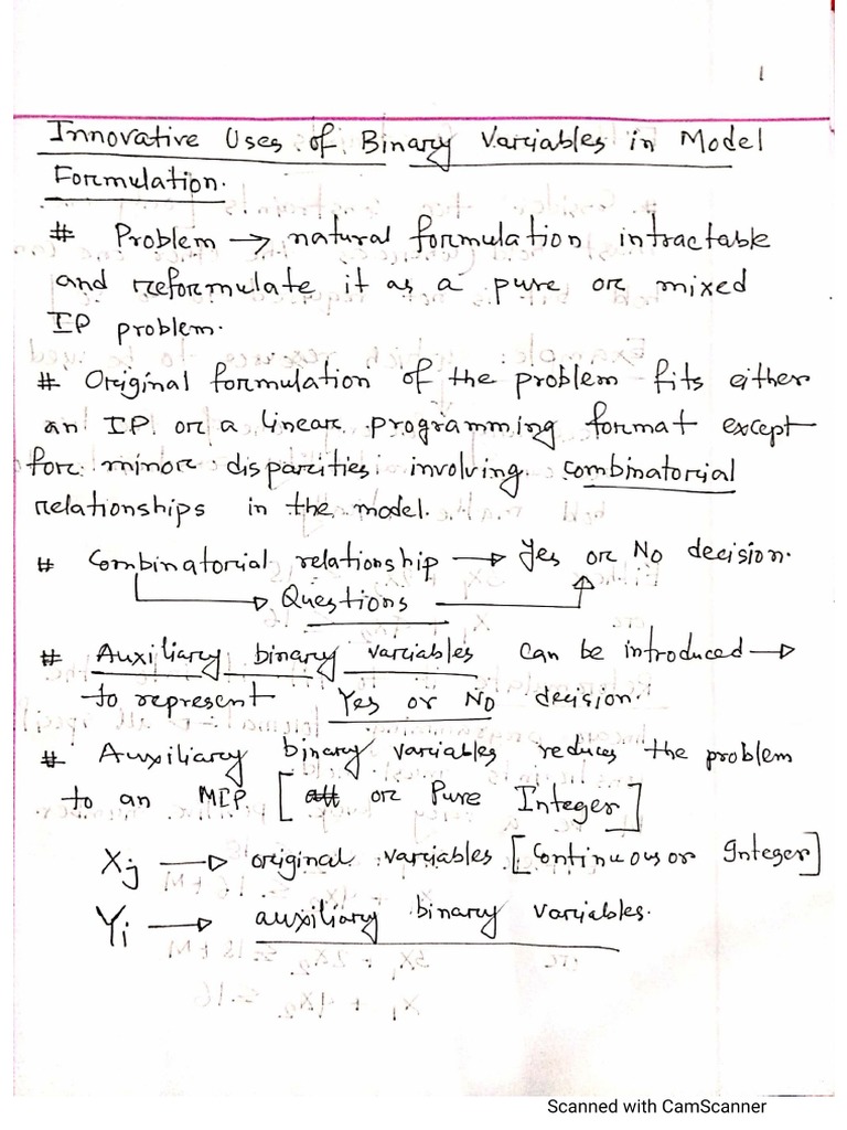Innovative Uses of Binary Variables in Model Formulation | PDF