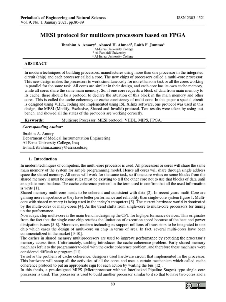 2021-MESI Protocol For Multicore Processors Based On FPGA | PDF | Multi Core Processor | Cpu Cache